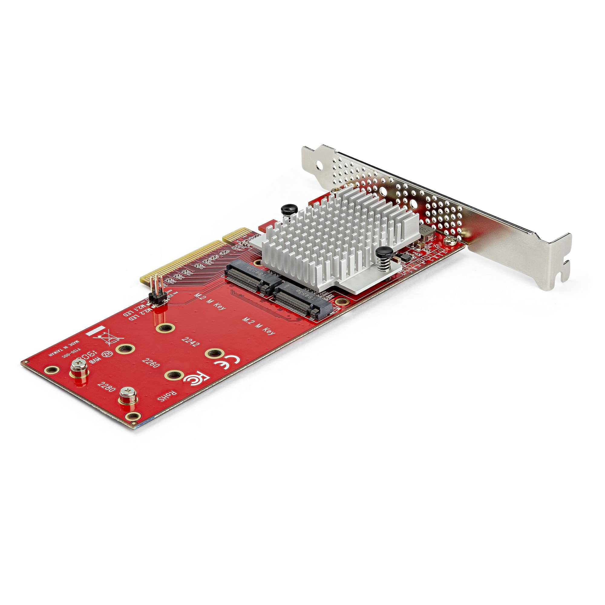 StarTech.com Dual M.2 PCIe SSD Adapter Card - x8 / x16 Dual NVMe or AHCI M.2 SSD to PCI Express 3.0 - M.2 NGFF PCIe (M-Key) Compatible - Supports 2242, 2260, 2280 - JBOD - Mac & PC , TAA (PEX8M2E2)