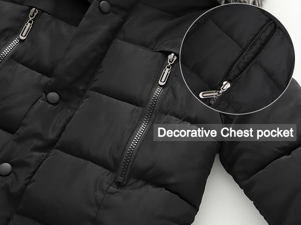 YAGATA Toddler Coat Thicken Fur Collar Hoodie Down Toddler Jacket Warm Toddler Winter Puffer Jacket Black 1-2T 90