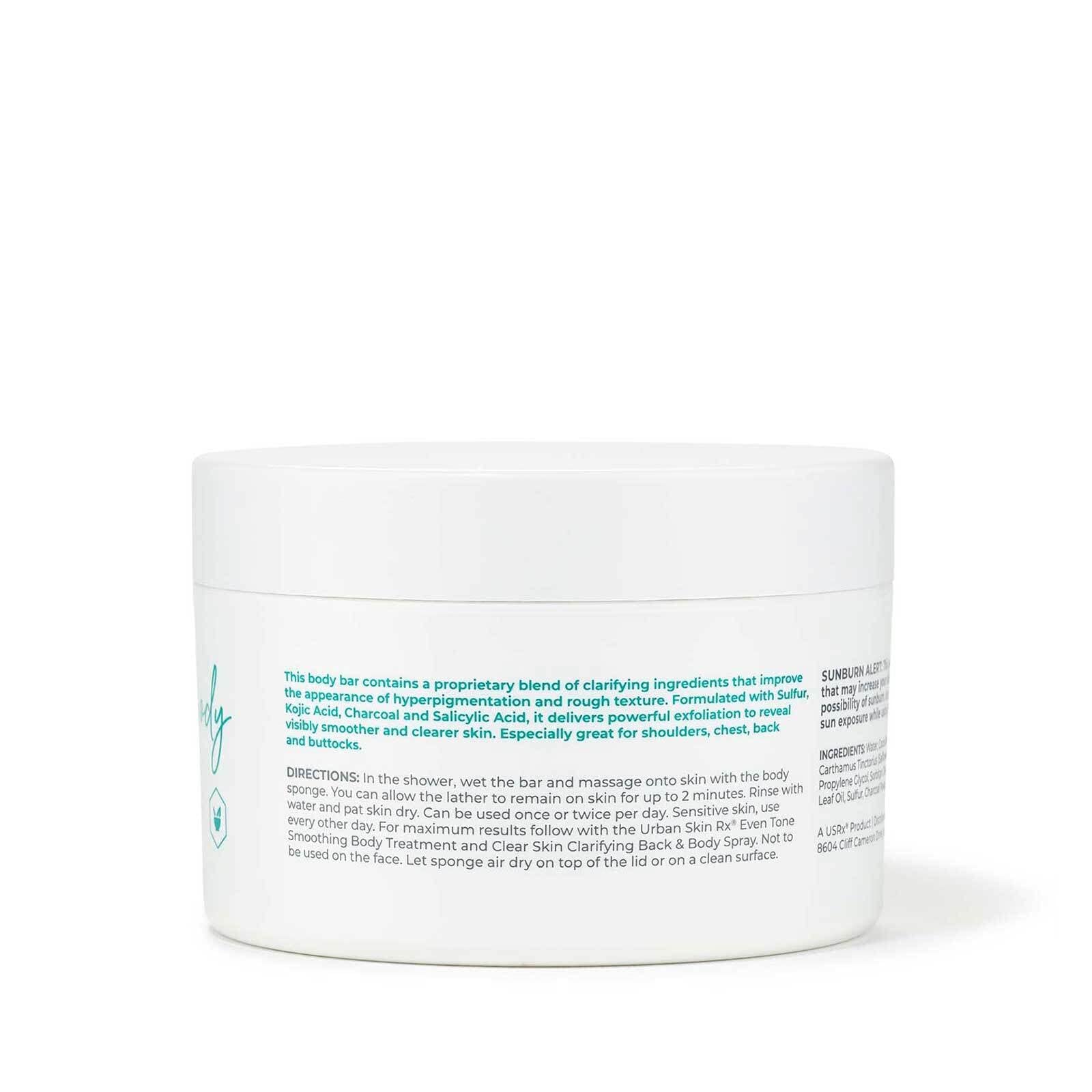 Urban Skin Rx Clear and Even Tone Body Cleansing Bar | Smoothing + Clarifying Cleanser + Improves Appearance of Uneven Skin Tone + Blemishes, Use on Back, Shoulders, & Chest | 5 Oz