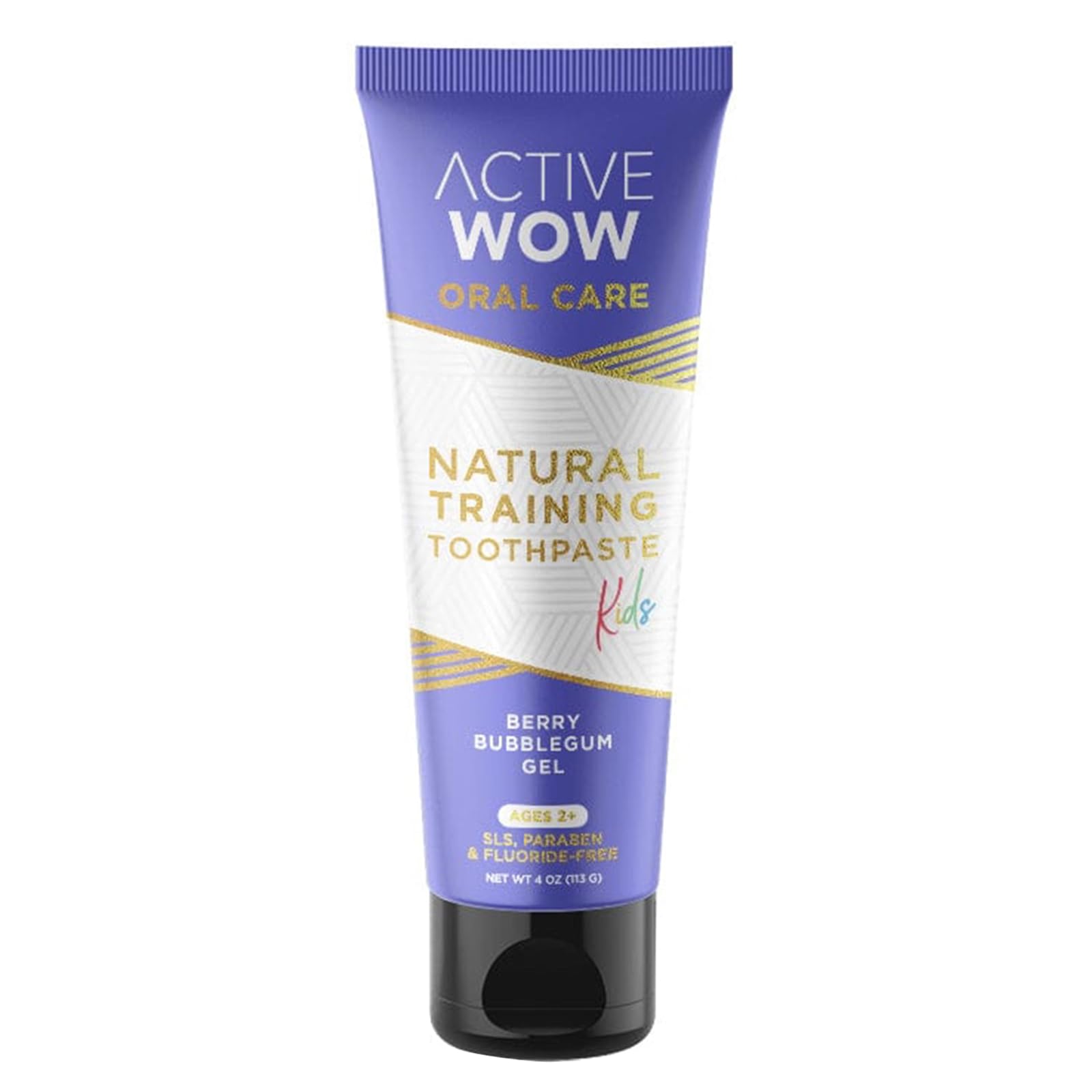 Active Wow Training Toothpaste Kids - Kids and Baby Toothpaste, Fluoride Free Toothpaste Kids, Toddler Toothpaste Fluoride Free, Gentle, Vegan, Safe to Swallow - Berry Bubblegum, 1 Pack
