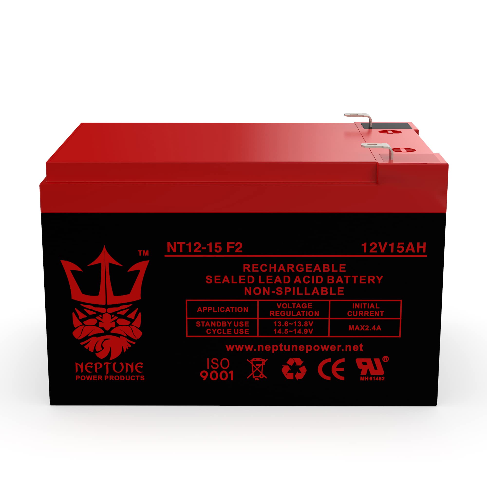 Neptune Power Products Brand NT12-15 F2-12V 15AH F2 SLA Rechargeable Battery Replacement for Go Go Elite Traveller SC40E, SC44E - 2 Pack- USA Technical Support
