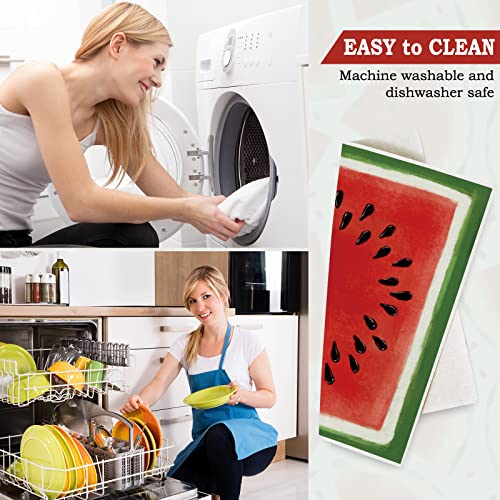 AnyDesign Watermelon Swedish Kitchen Dishcloth Summer Absorbent Cotton Dish Towel Melon Fruit Dish Cloth for Housewarming Cleaning Wipes, 6Pcs, 7 x 8 Inch
