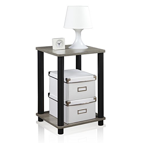 FURINNO Turn-N-Tube Haydn End Table, 1-Pack, French Oak Grey/Black
