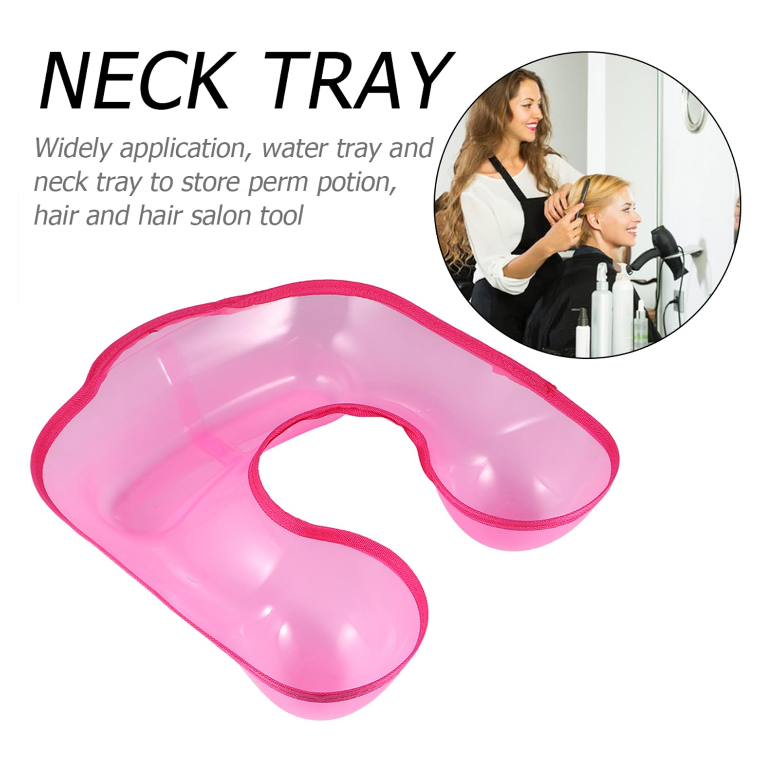 HEALLILY Hair Salon Neck Tray, Pink, Plastic, Compact, Adjustable, Hair Styling, Coloring Tool, Salon, Barbershop, Home Use