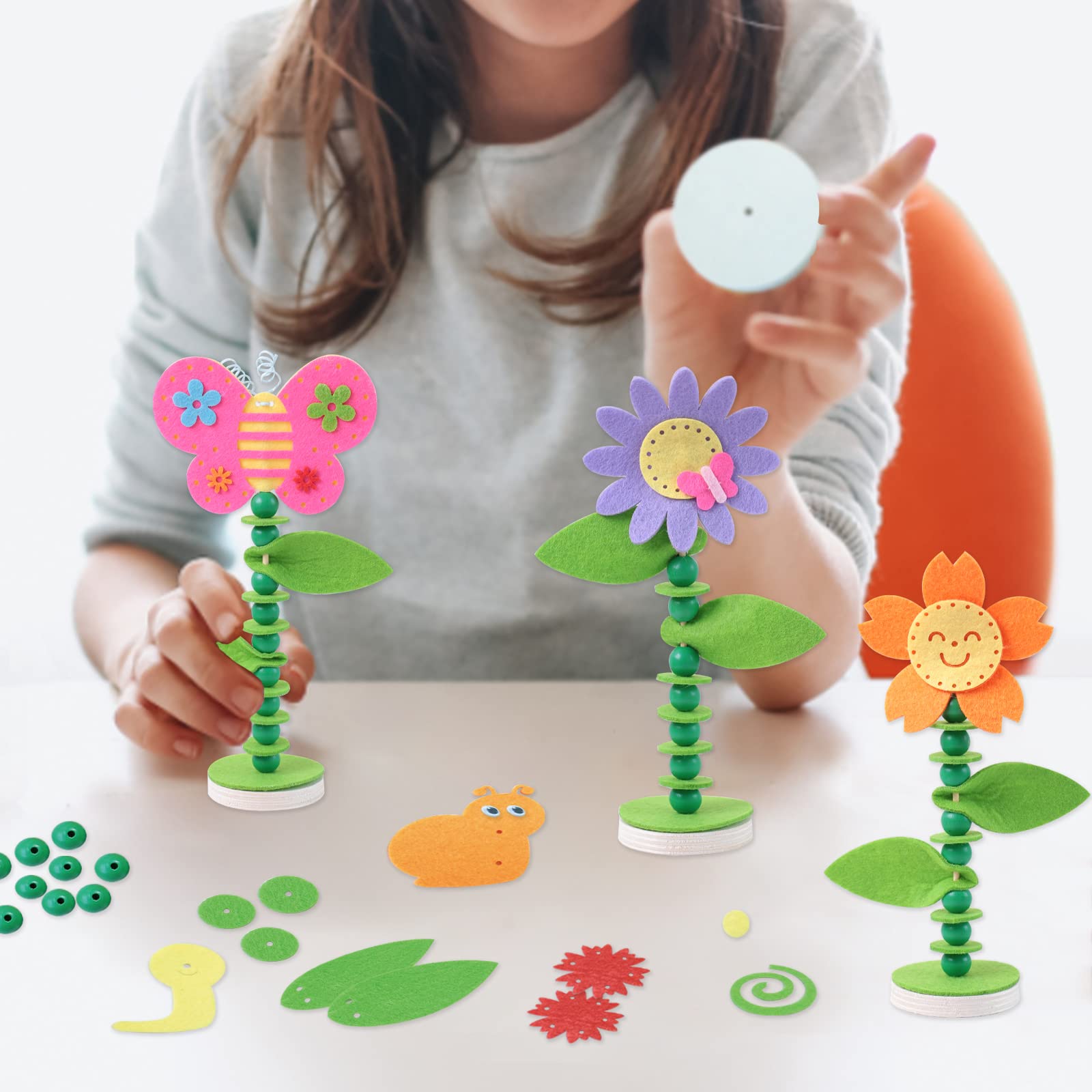 Coola Spring Craft Kit for Kids - Art and Craft DIY Early Educational Toys Suitable for Girls & Boys Pack 6 Include 2Flowers Snail Birdie Butterfly Ladybug Best Gift for Kids Age 3,4,5,6,7,8,9