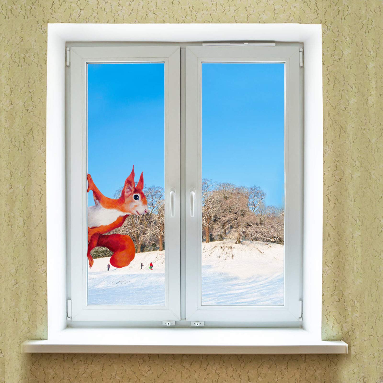 Peeping Squirrel Wall Decal, Woodland Animals Window Decal Cling - Christmas DIY Art Stickers for Bedroom Living Room Classroom Bathroom, Removable Fabric Kids Wall Sticker (3 pc)