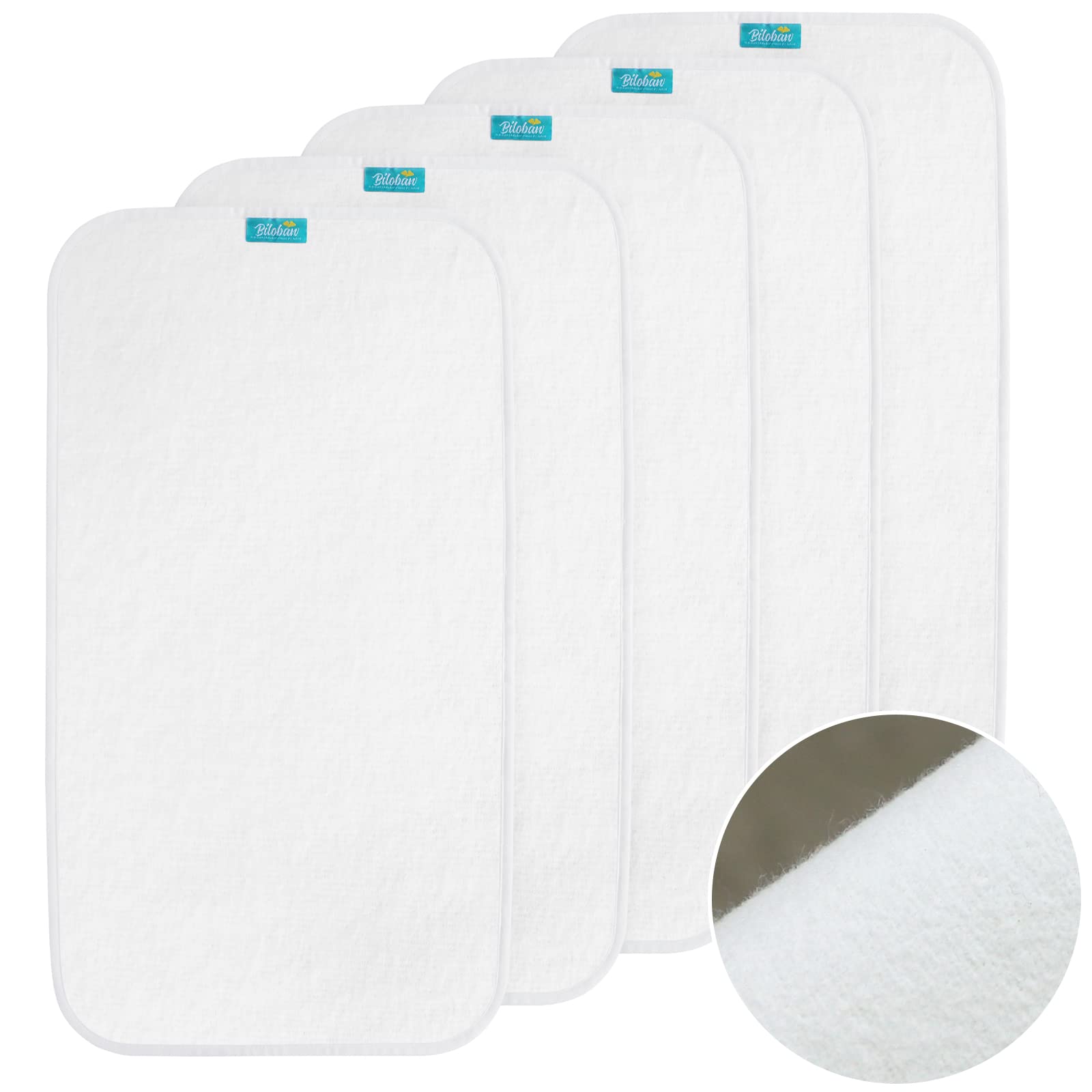 5 Count Changing Pad Liner, Larger Changing Pad Cover 28" X 15", Cotton Flannel, Absorbent & Skin-Friendly (Solid Improved Thickness)/ Bassinet Sheets for Boys and Girls (33" x 20") 4 Pack