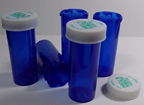 Plastic Prescription Vials/Bottles 320 Pack w/Caps Larger Cobalt Blue 13 Dram Size-Pharmaceutical Grade-The Ones We Sell to Pharmacies, Physicians, Hospitals, and Labs