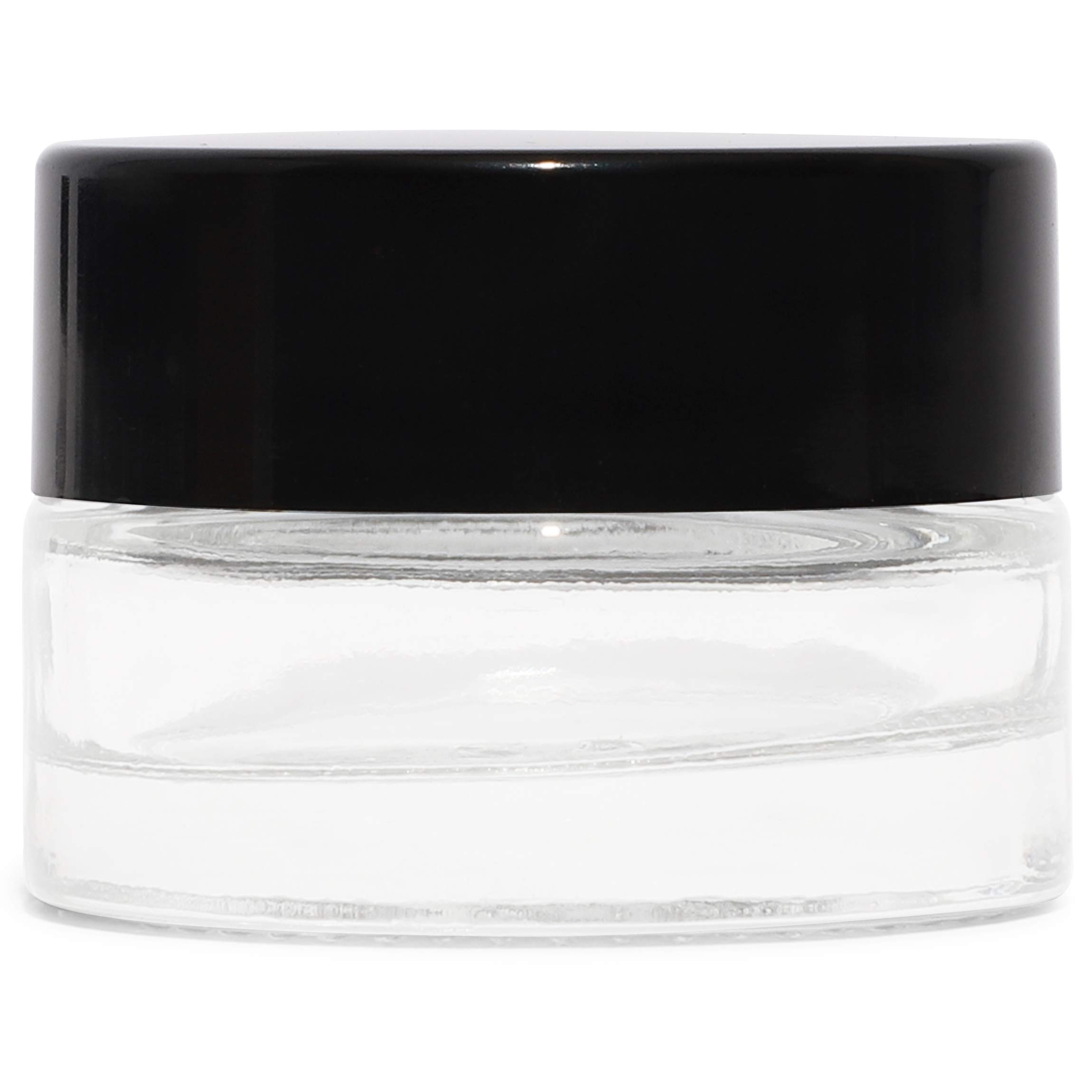 5ML Glass Jars with Lids,24 Pack Mini Glass Jars with 6 pc Spatulas, Round Set Glass Jars, A Tight Seal for Storing Lotions, Powders and Ointments. - Clear+Black Cap