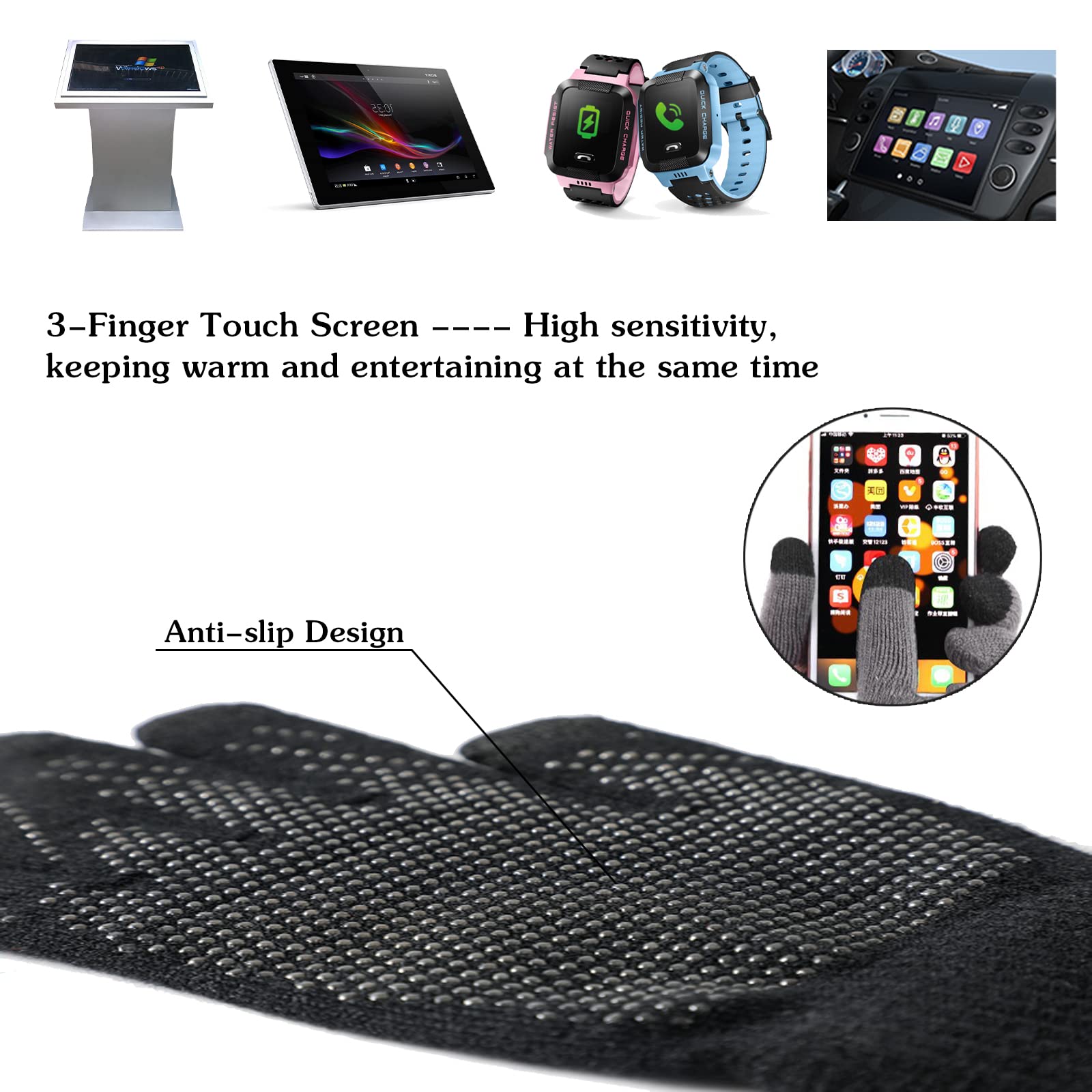 3Pcs Winter Beanie Hat Scarf Gloves Set for Men Womens Ski Cap Touch Screen Mittens Suit Couples Matching Hats for Men Women (Coffee)