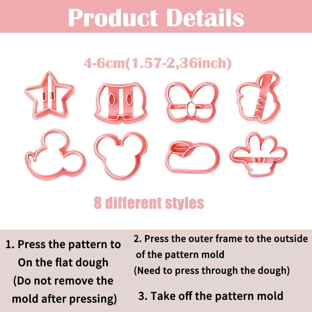 8 pcs Mouse Cookie Stamp, Cartoon Stamped Embossed Cookie Cutter Molds, Children's Baking Set, for Cookie Baking Supplies, Kids Birthday Party