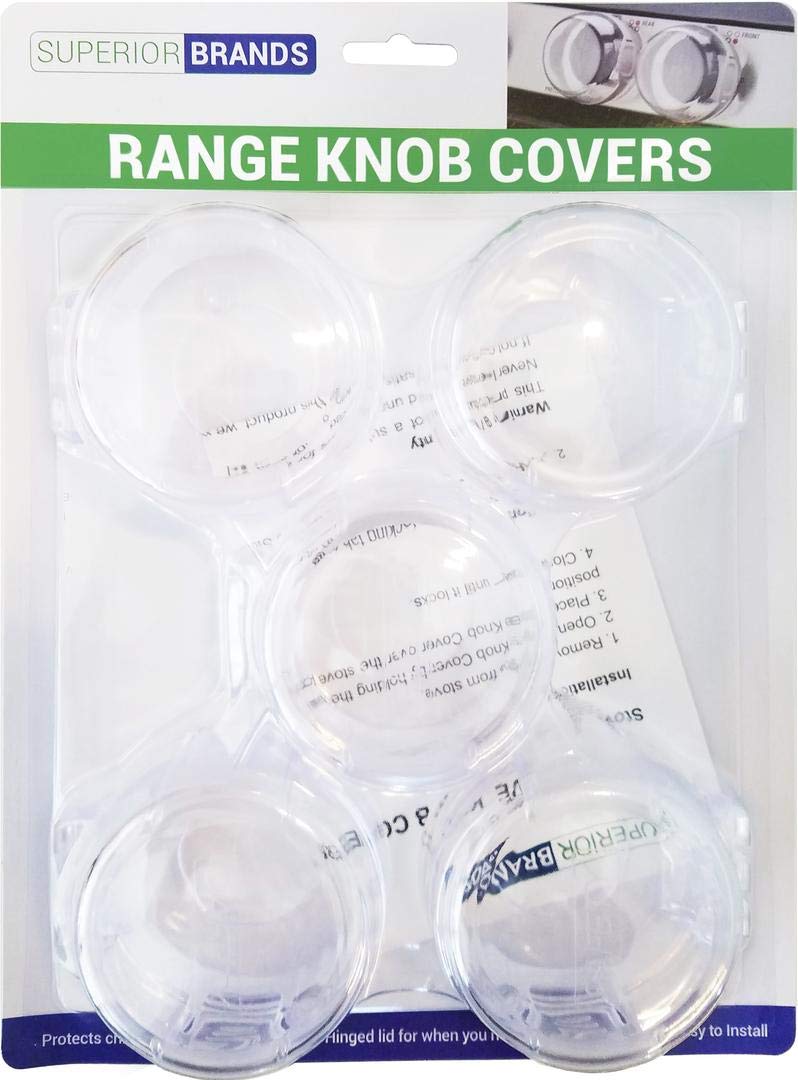 Superior Brands Child Safety Gas Stove Knob Covers Pack of 5 (Clear)