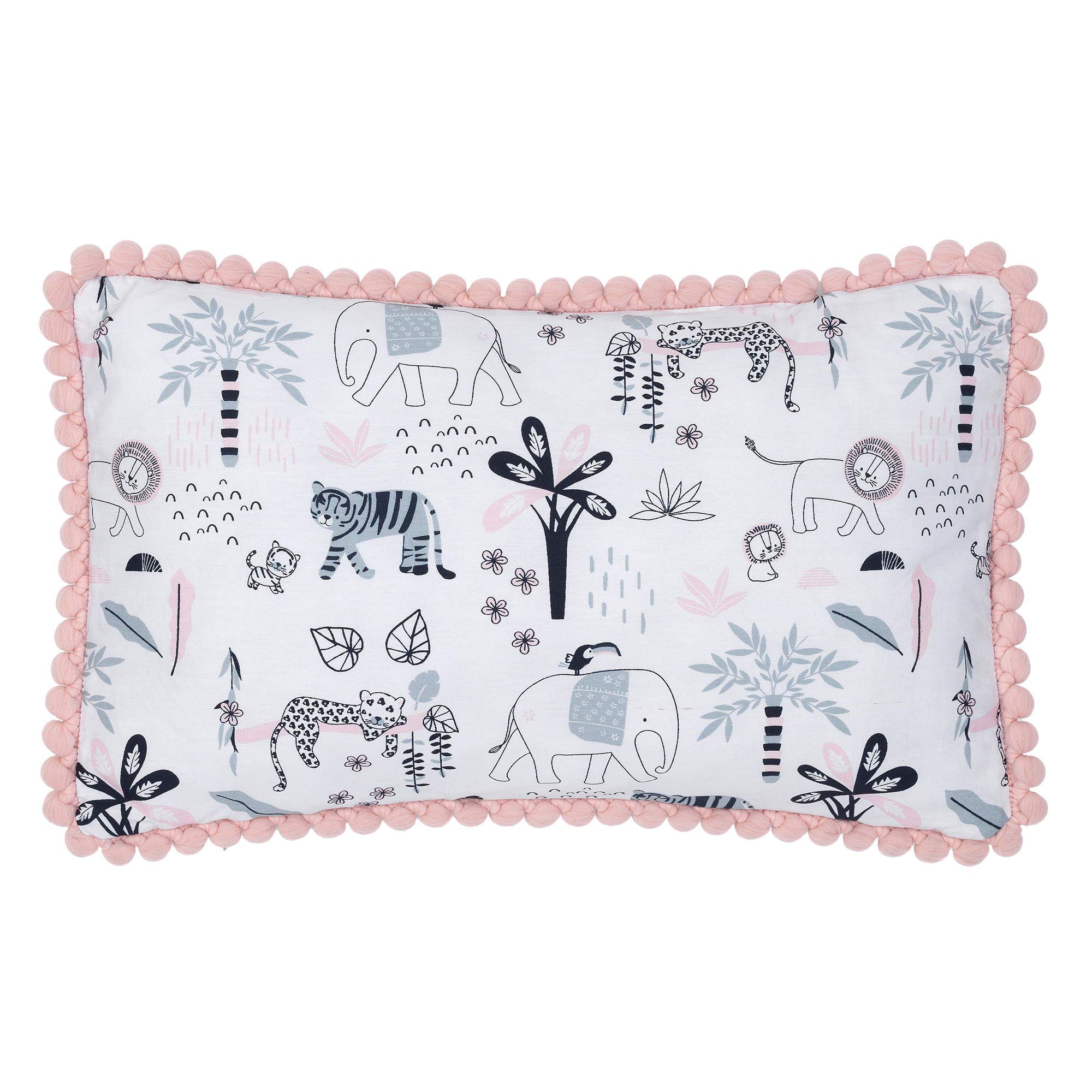 Lambs & Ivy Happy Jungle Pink/White Safari Nursery 5-Piece Crib Bedding Set