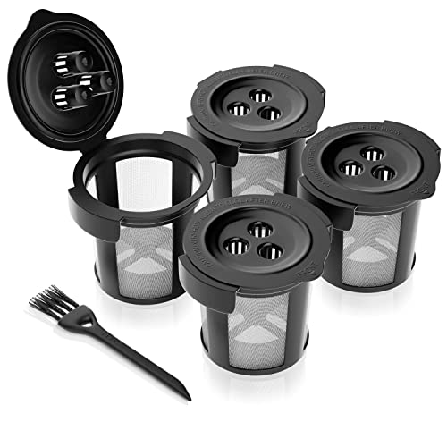 4 Ninja K Cup Reusable Pod for Ninja Dual Brew Pro Specialty Coffee Maker - Refillable Permanent Pods Filters - Cafetera Ninja Coffee Filter for DualBrew CFP201 CFP301 CFP307 CFP451CO, Leak-Free
