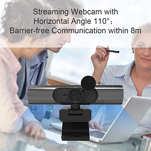 2K Webcam,Live Streaming Autofocus Dual Microphone Web Cam with Privacy Cover,110 Degree View Angle Web Camera for Video Calling, Recording, Conferencing, Gaming