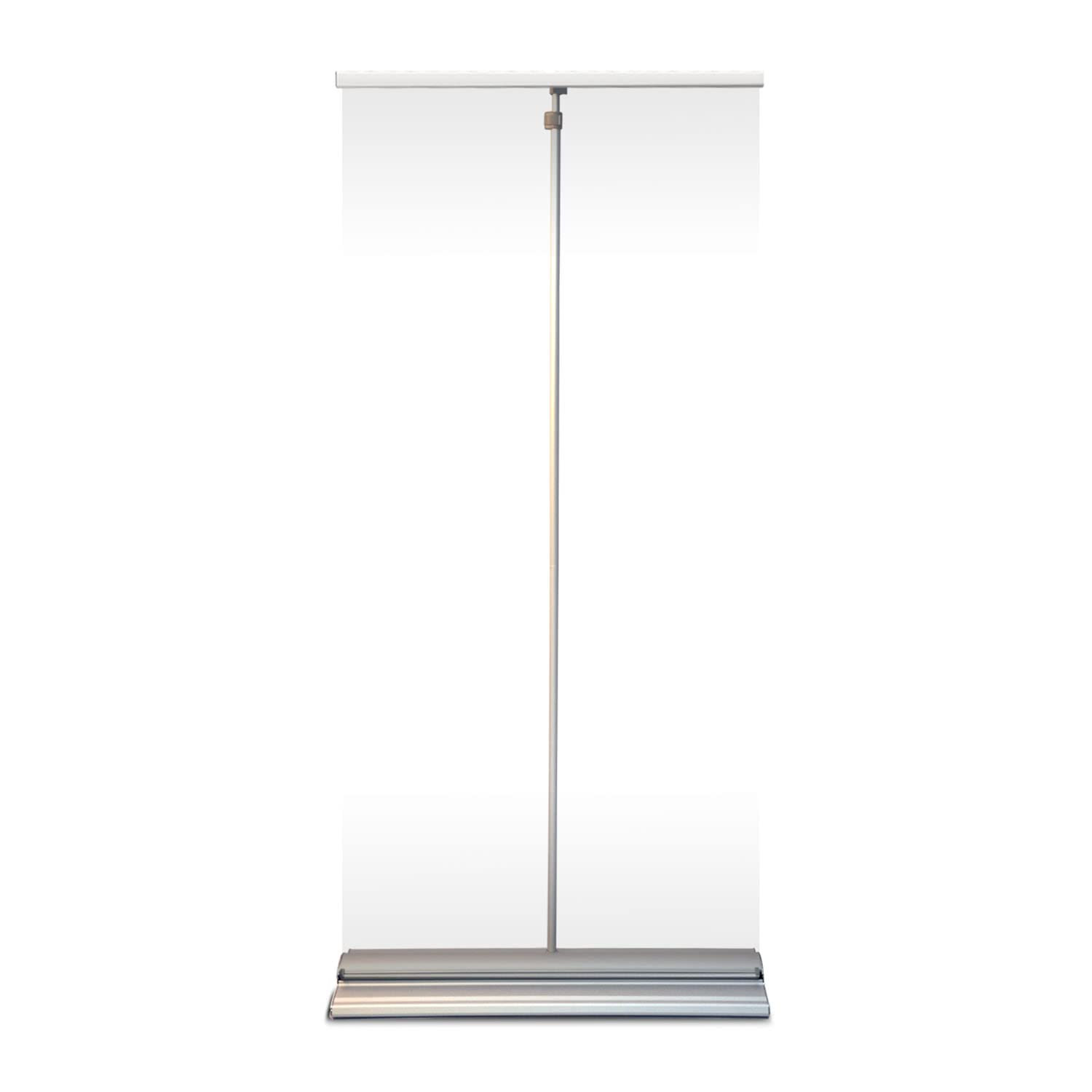 BannerBuzz Floor Standing Sneeze Guard - Full Tarp with Steppy Retractable Stand Isolation Barrier - Clear Film Protective Shield for Cafes, Retail Stores, Cashier, Receptionist (4' x 6.5')
