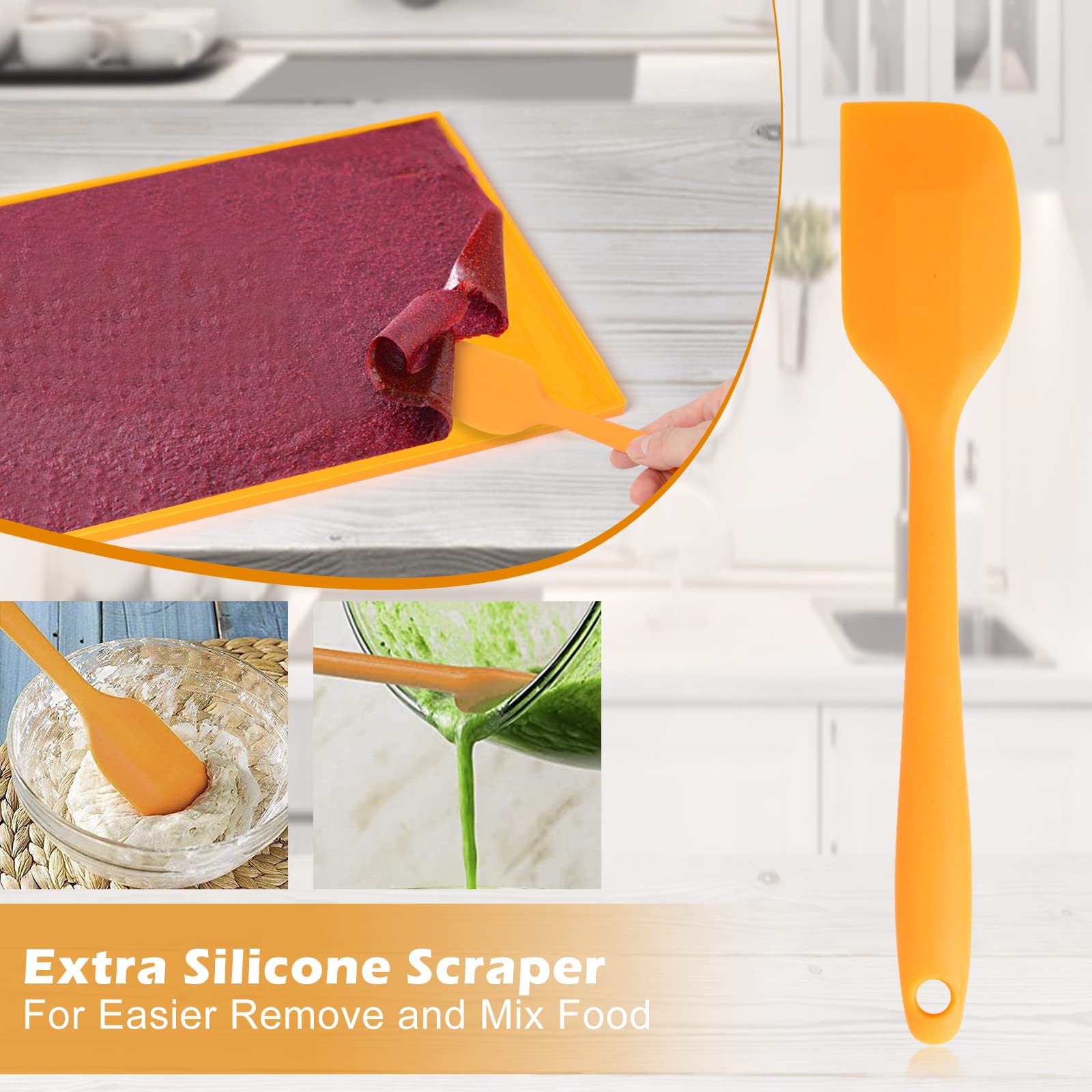 6PCS Silicone Dehydrator Sheets with Edge,Avkast Fruit Leather Trays Compatible with Cosori CP267-FD,Non-stick Dehydrator Trays for Liquid Fruits Meat Vegetables Herbs with Silicone Scraper