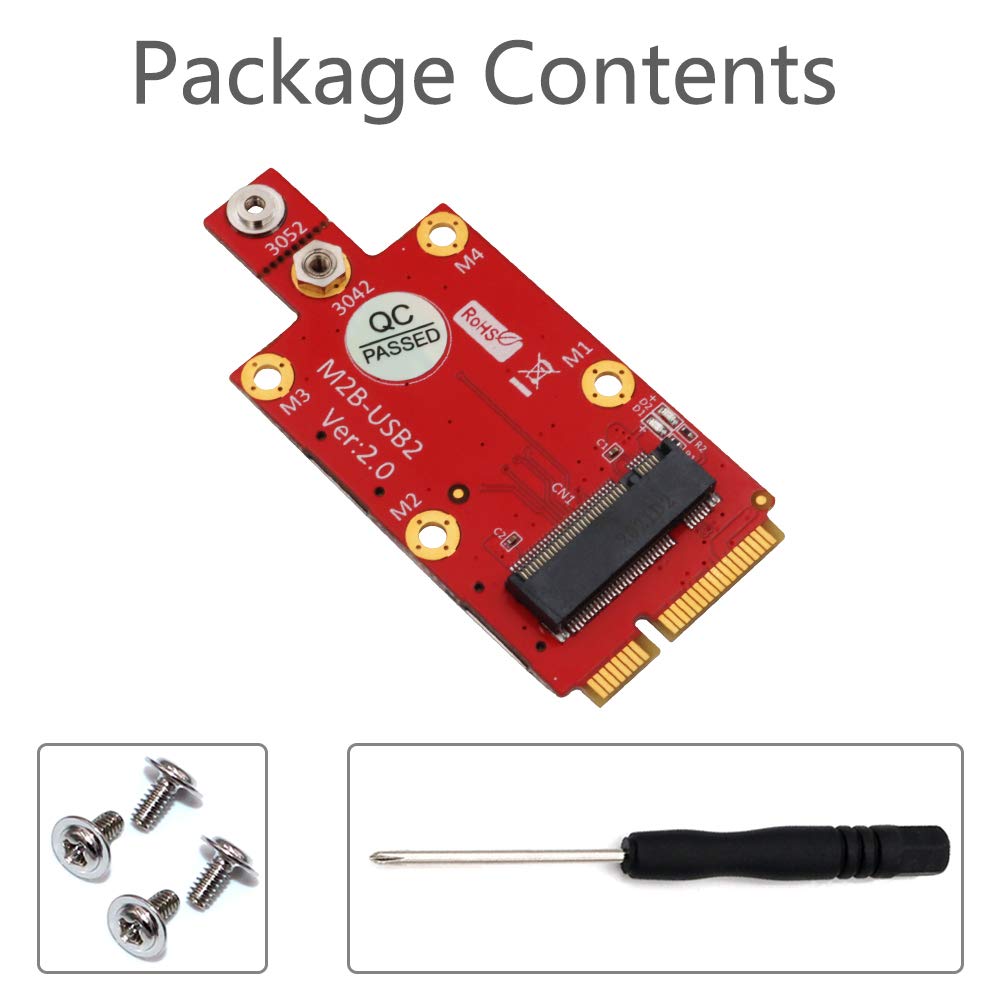 HLT M.2 (NGFF) Key B to Mini PCI-E Adapter with Dual Nano SIM Card Slot