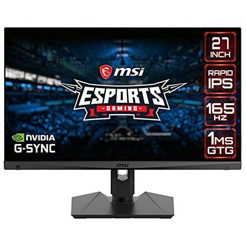 MSI QHD Rapid-IPS Gaming Non-Glare Super Narrow Bezel 1ms 2560 x 1440 165Hz Refresh Rate Adjustable Arm G-Sync Compatible 27” Gaming Monitor (Optix MAG274QRF), Black