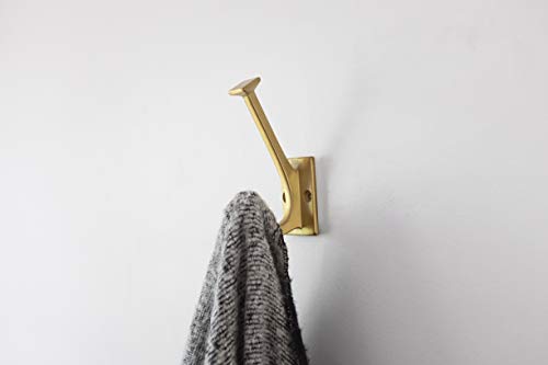 Hickory Hardware Skylight Collection Coat Hooks, Wall Hooks for Hanging Coats, Hats, Towels, Robes and More, 4-7/8 Inch Long, Brushed Golden Brass, 14 Pack