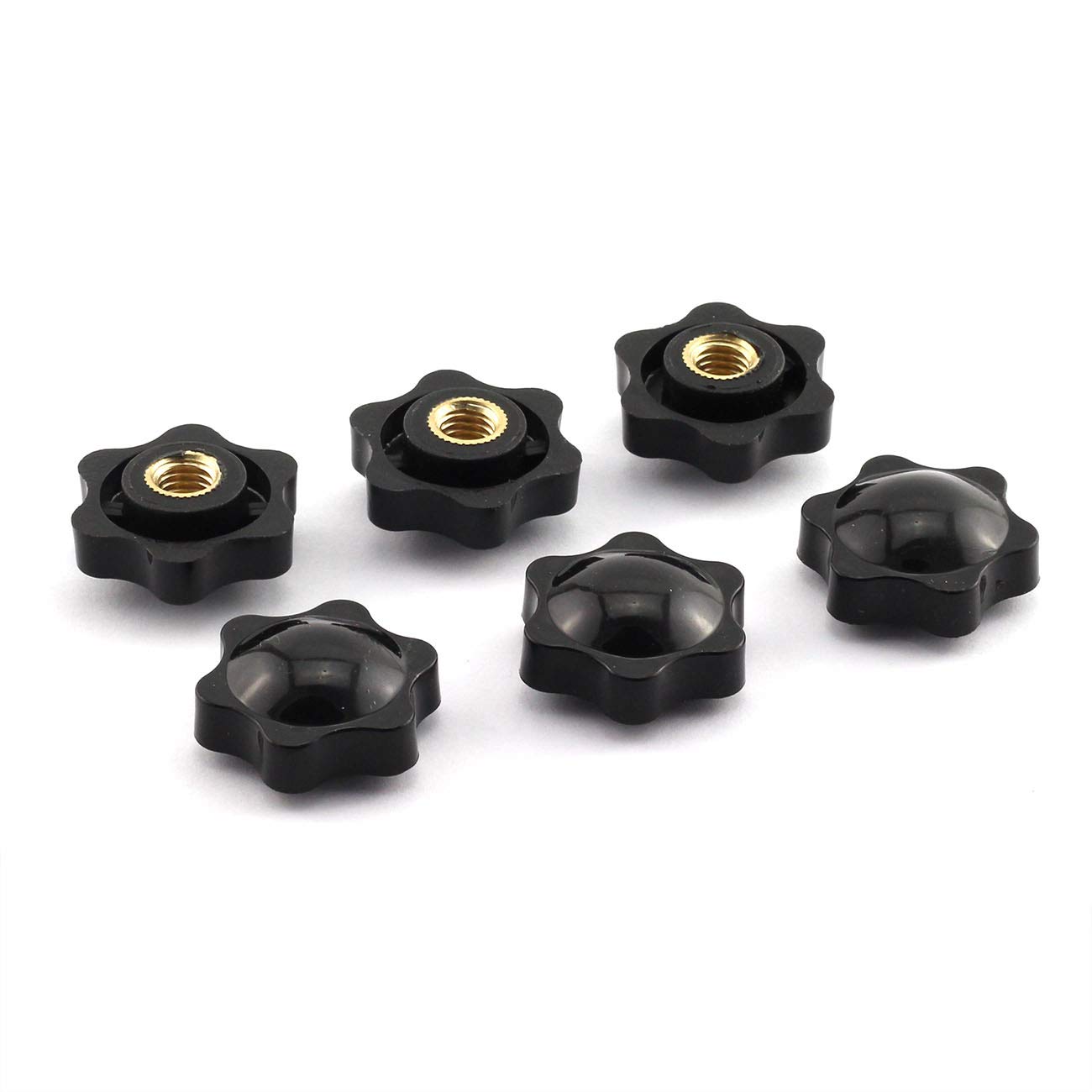 ZRM&E 6PCS 31# M8 Knurled Grip Knob Head with Copper Threaded Insert Plastic Hexagon Shape Thumb Knob