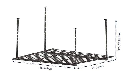Hyloft 00625 45-Inch x 45-Inch Overhead Steel Garage Storage System, Adjustable Ceiling Mount Storage Rack, Hammertone