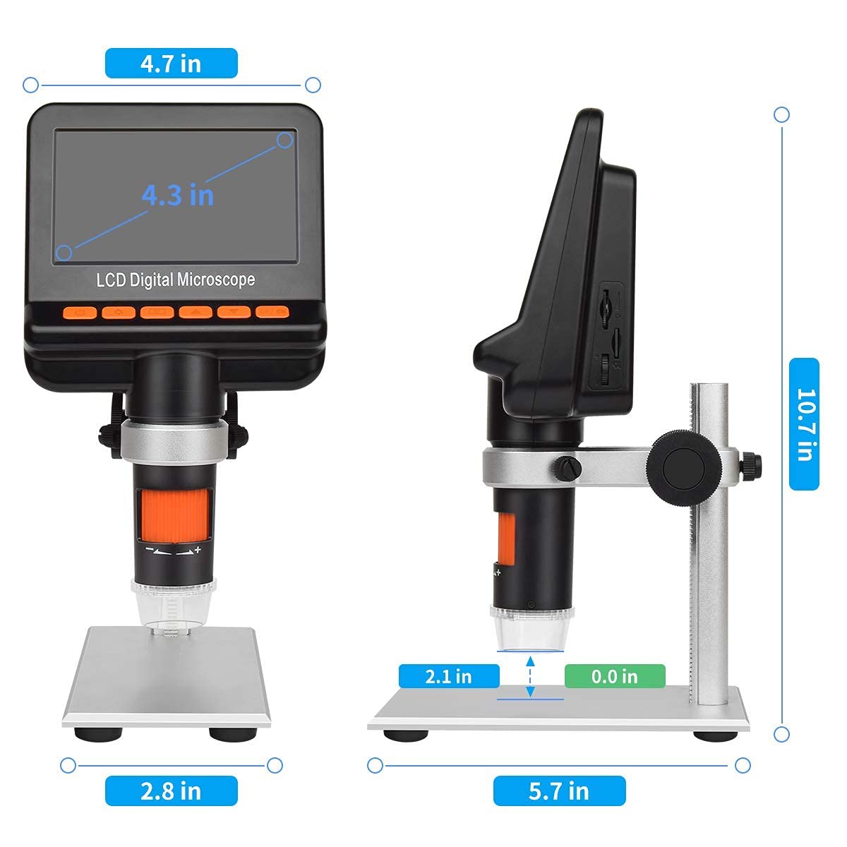 LCD Digital Microscope with Polarizer, HD Output 12MP Digital 1200x Magnification for SMD Soldering Work Jewelers Coins Collection