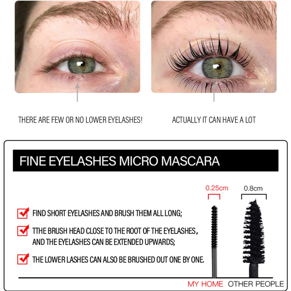 4D Silk Fiber Lash Mascara, 2.5mm Brush Mascara, For Fine Short Eyelash, Black Volume and Length Natural, Waterproof, Smudge-proof, Lengthening Thickening Softer Fuller (1 Pcs)