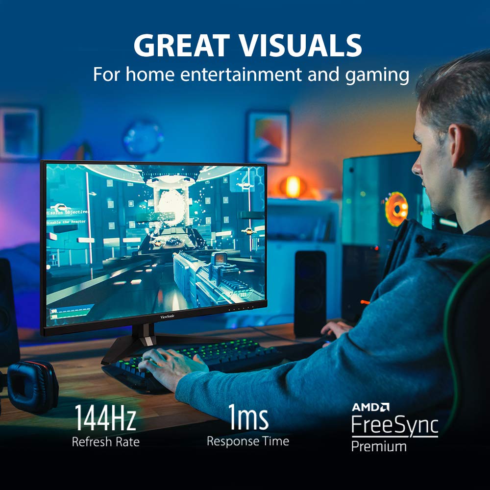 ViewSonic VX2768-2KP-MHD 27 Inch 1440p 1ms 144Hz IPS Gaming Monitor with FreeSync Premium, Eye Care, HDMI and DisplayPort