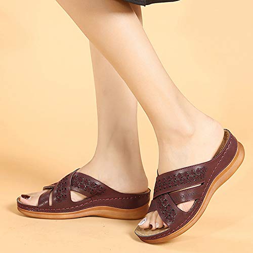Women's Sandals Outdoor Slippers Anti Slip Beach Casual Open Toe Sandals Vintage Anti-Slip Breathable Light Soft Platform