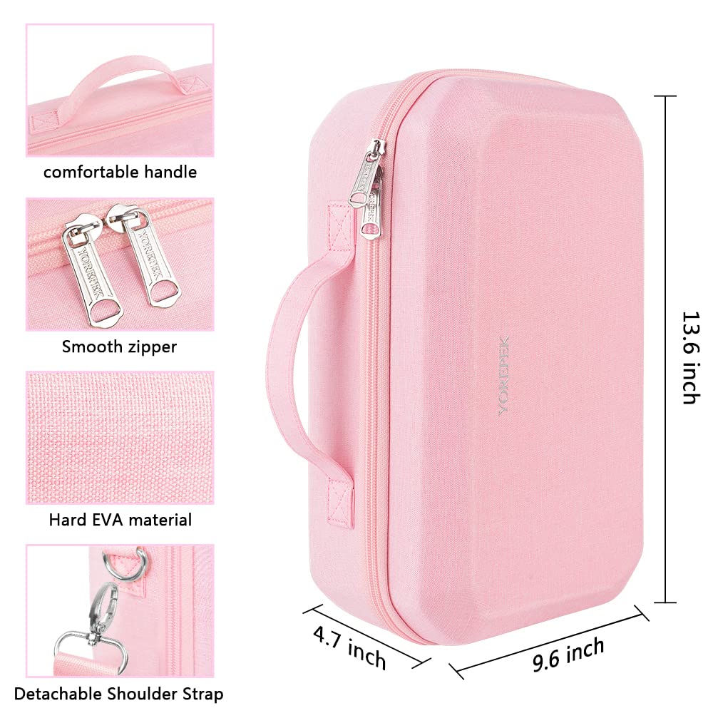YOREPEK Cute Carrying Case Compatible with Oculus Quest 2 Headsets, Basic Elite Strap, Controllers and VR Accessories for Women, Hard Meta Carry Bag for Travel and Home Storage - Pink