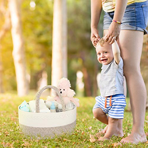 Baby Diaper Caddy Organizer, Stylish Cotton Rope Baby Basket Nursery Storage Organizer for Changing Table, Maliton Extra Large Diaper Caddy for Baby Stuff, Baby Registry Must Haves