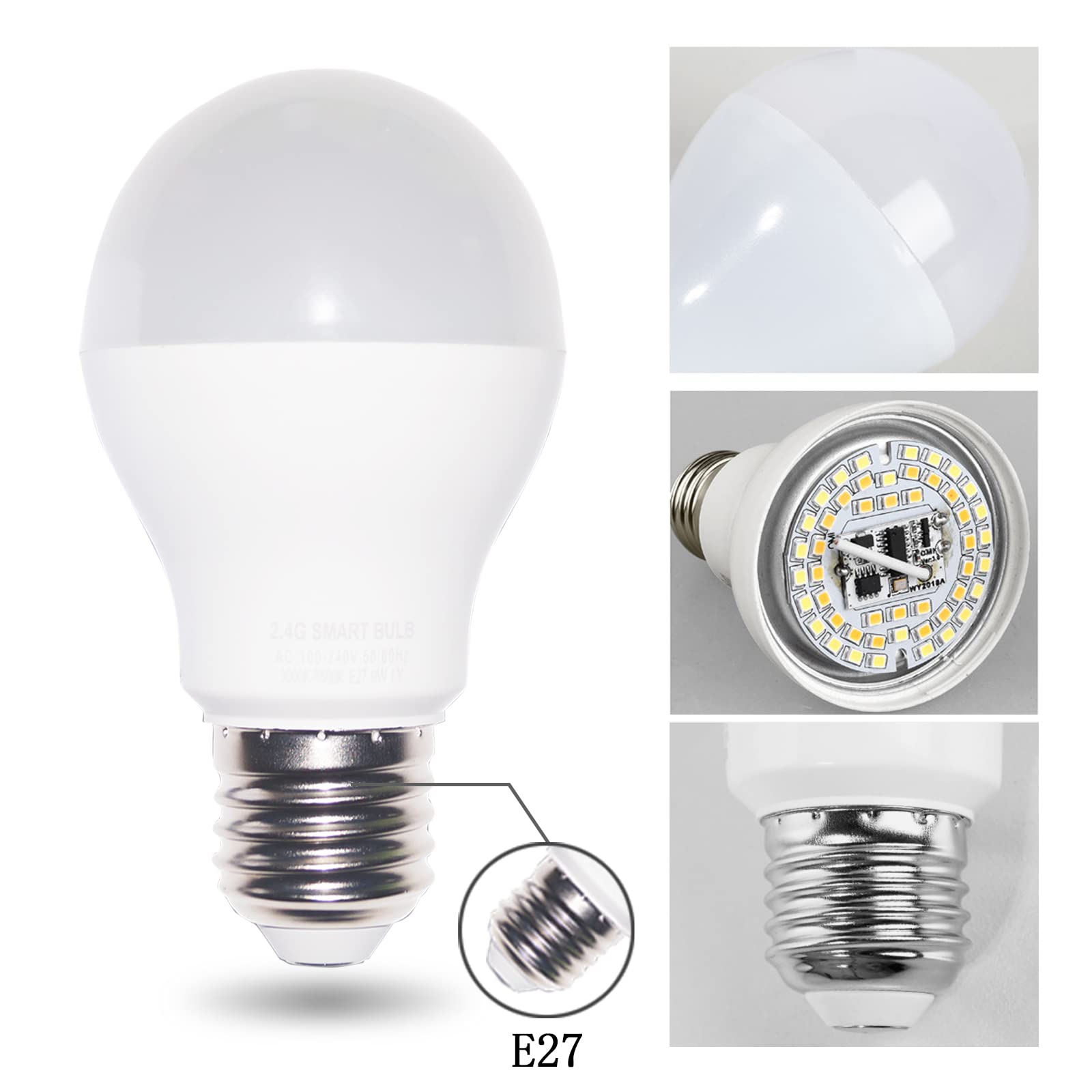 Erkangsm Smart Led Light-Bulb Dimmable with Remote-Control E27 9W Light Bulbs Adjustable Color Temperature (Warm/Cool) and Brightness, 2 Pack (2 Bulbs + 1 Remote)