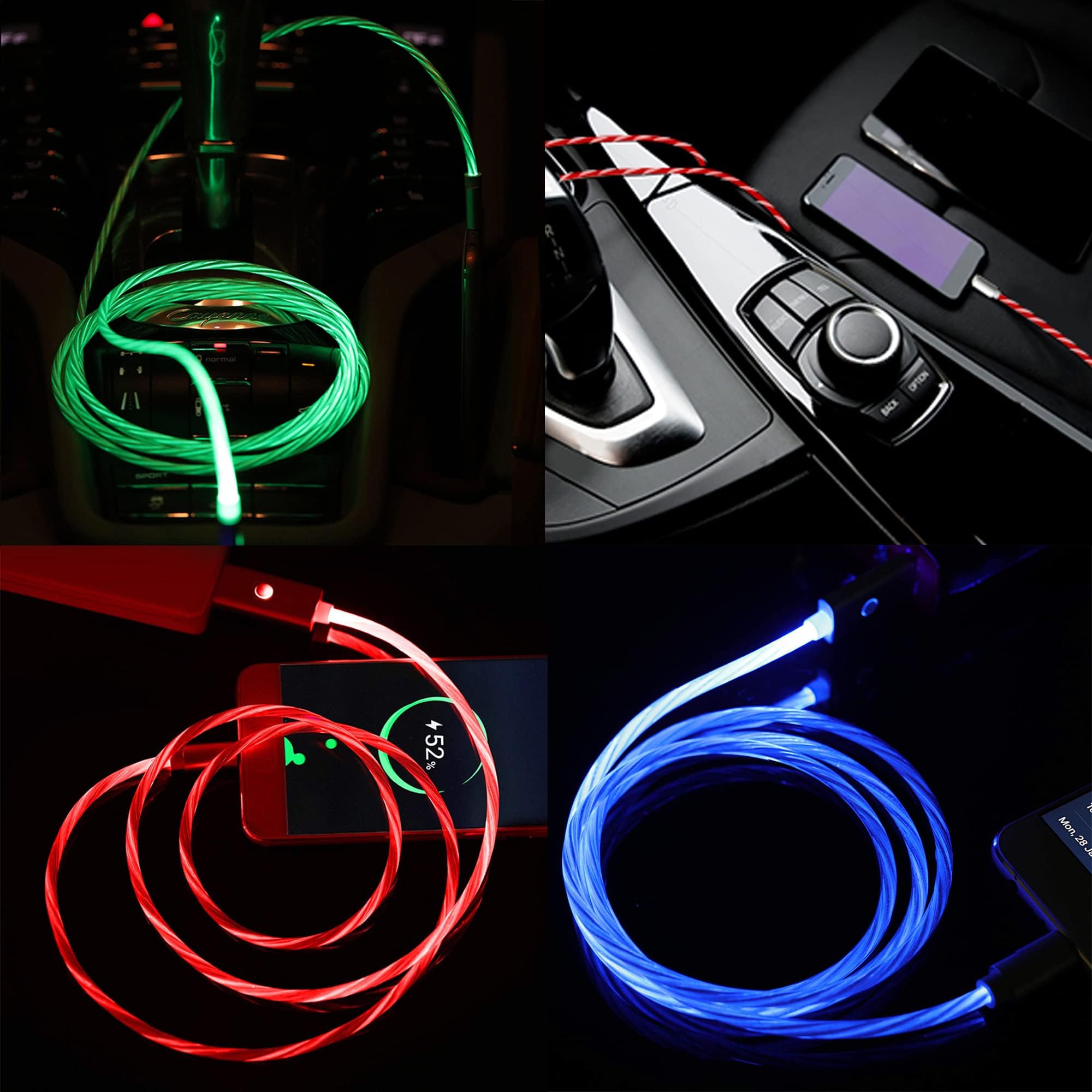 momen LED Charger Cable, 2 Pack 10FT Lightning Cable MFi Certified Data Sync Cord Compatible 13/12/11/XS Max/XS/XR/X/8/7/Plus/SE/iPad,iPhone Charger Cord Blue & Green