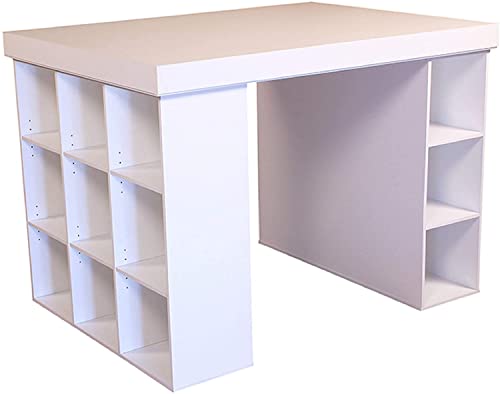 Project Center Desk with Bookcase and 3 Bin Cabinet-White