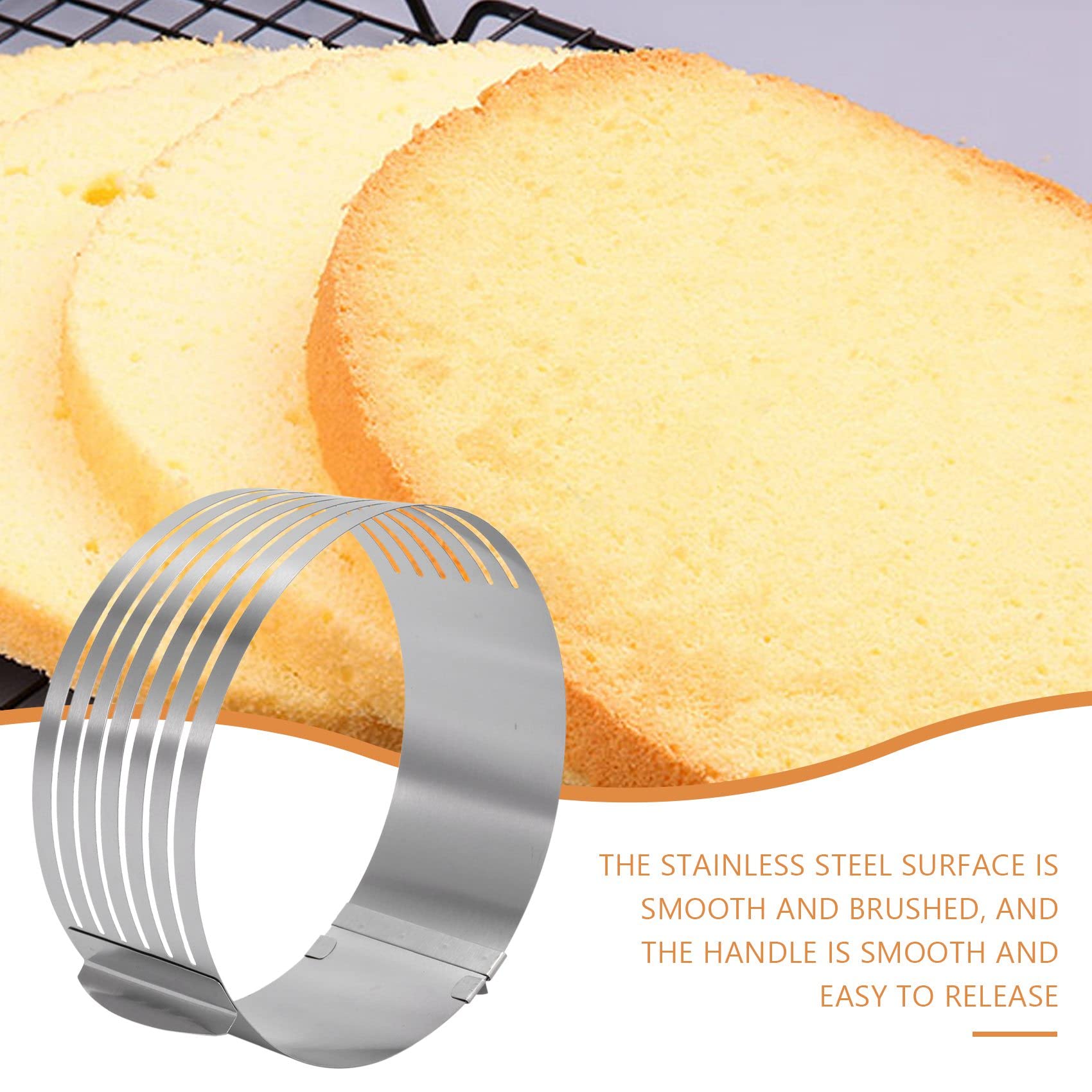 6 to 8 Inch Adjustable Cake Ring for Cutting Layers, Slicing and Leveling Cakes, Stainless Steel 7-Layer Cake Toast Slicer Leveler
