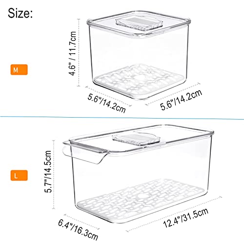 iPEGTOP Fridge Produce Saver Food Storage Bin Containers, Stackable Refrigerator Freezer Organizer Fresh Keeper Container with Vented Lids, 3 Pack