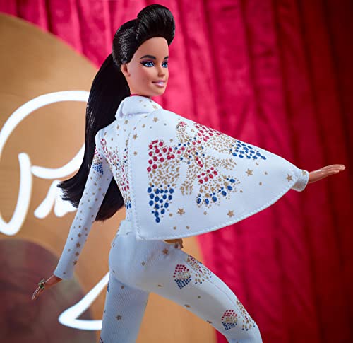 Barbie Signature Elvis Presley Barbie Doll (12-in) With Pompadour Hairstyle, Wearing “American Eagle” Jumpsuit, Gift for Collectors