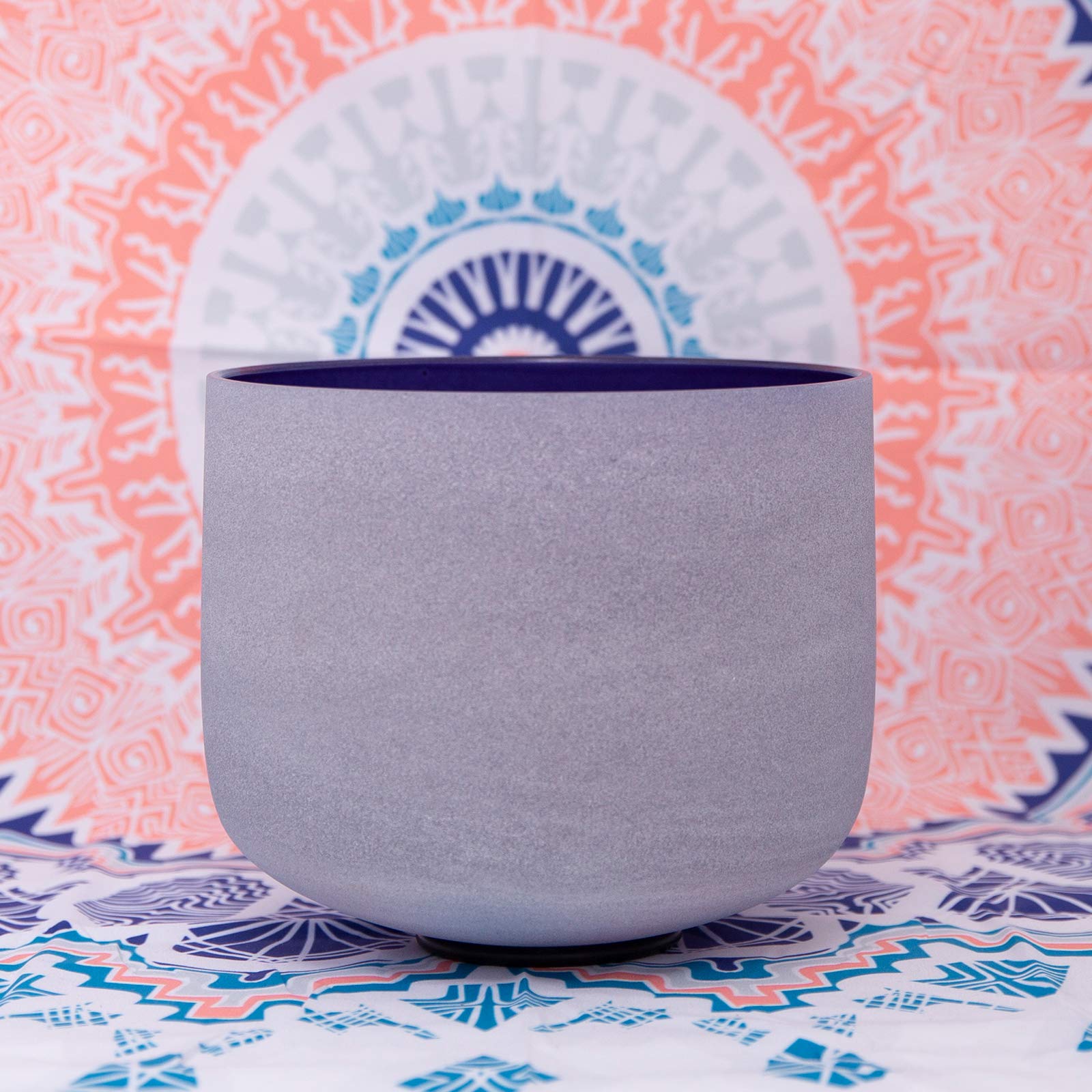 432Hz Perfect Pitch A Note 3rd Eye Chakra Indigo Colored Frosted Quartz Crystal Singing Bowl 8 inch mallet & o-ring included