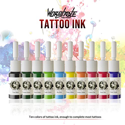 Tattoo Kit, Wormhole Complete Tattoo Kit for Beginners with Tattoo Power Supply Tattoo Needles Tattoo Ink, Professional Complete Tattoo Pen Kit Tattoo Gun