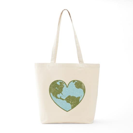 CafePress Earth Love Tote Bag Natural Canvas Tote Bag, Reusable Shopping Bag