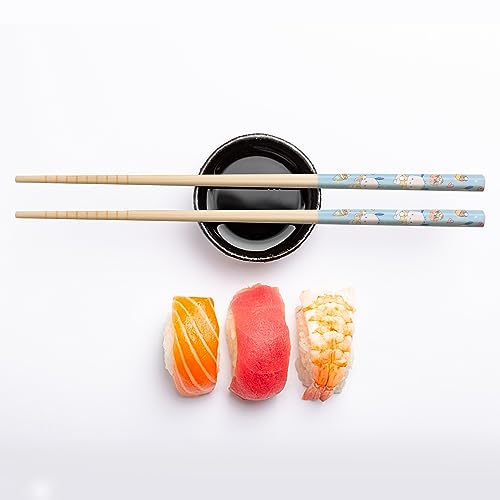 5 Pairs Cute Kitty Cat Bamboo Chopsticks Set Kitty Cat Bamboo Chopstick Set Reusable Cartoon Wooden Chopsticks for Home Kitchen Cooking Tableware Use (CSK Mel A)