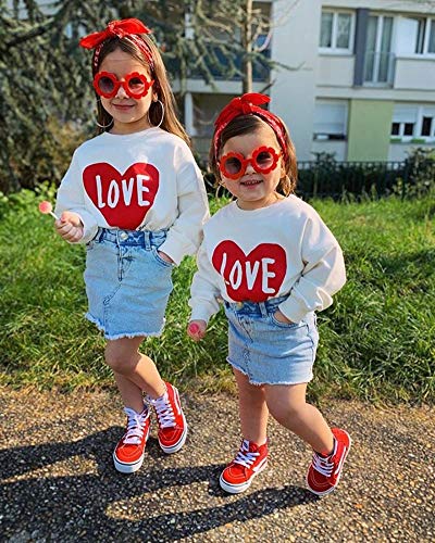 Infant Toddler Baby Girls Love Printed Pullover Sweatshirt Long Sleeve Casual Sweater Top Valentine's Day Clothes (Love Printed, 1-2T)