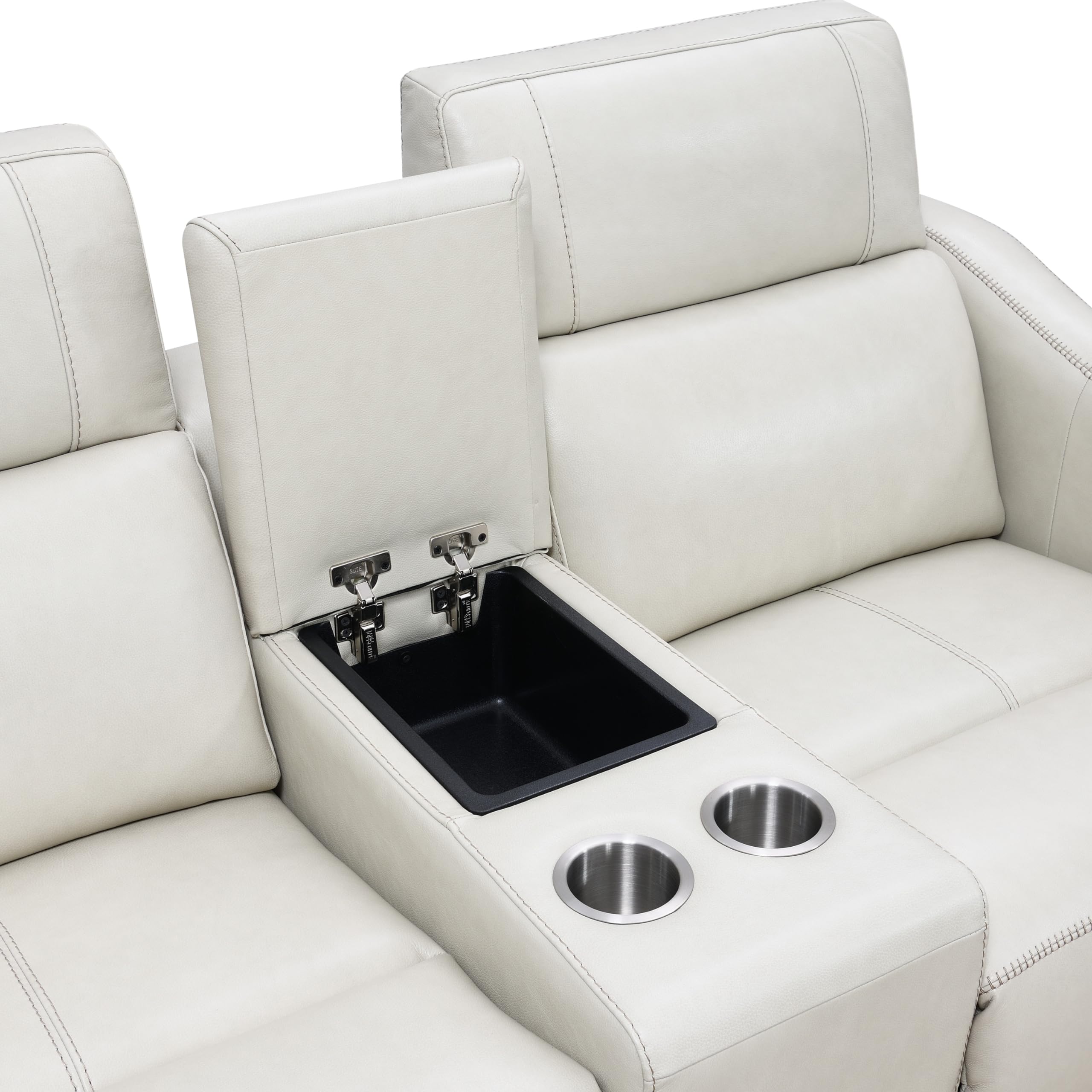 Steve Silver Furniture Ivory Dual-Power Leather Loveseat, Wall Saver Design, Transitional Style, Top Grain Leather, USB Charging Port, Power Headrest and Power Footrest, 39" D x 71" W x 38" H, Ivory