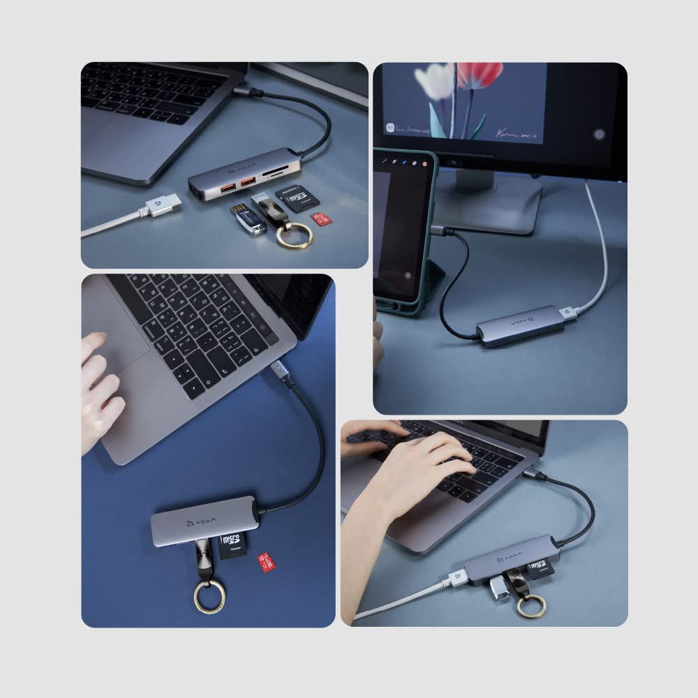 ADAM elements USB-C Gen2 Hub/Laptop Docking Station β CASA Hub A05 5in1 Multiport Adapter for Mac & PC Series - USB-A 3.1 Gen2 x2, HDMI, SD & microSD Card Reader