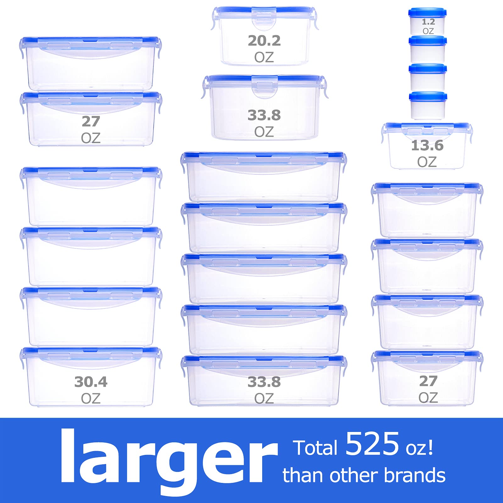 44 Pcs Large Food Storage Containers Set,Airtight Plastic Food Containers with Snap Lids,Leak Proof Food Containers with Lids,Plastic Storage Containers with Lids,Lunch&Leftover Storage Bowl-BPA Free