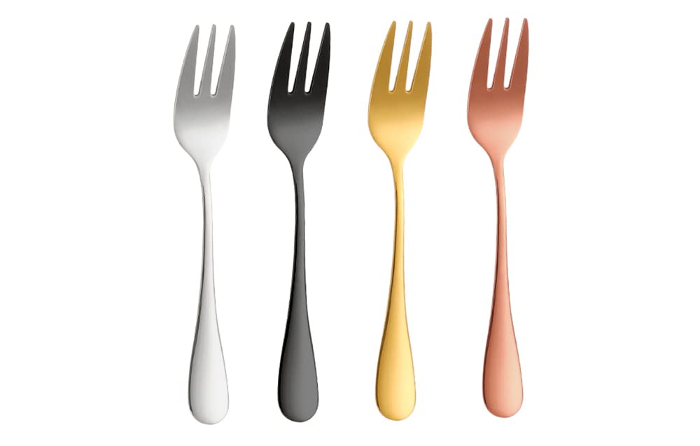 3 Pieces Stainless Steel Coffee Tea Fork Set Fruit Fork Ice Cream Cake Dessert Fork For Kid Home Party Gold Tableware (rose gold)