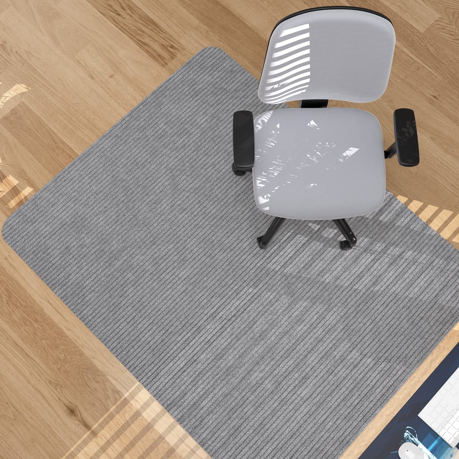 2Pack Office Chair Mat for Hardwood Floor & Tile Floor 55"x35" Desk Chair Mat for Rolling Chairs Corduroy Material -100% Non-Slip Backing -Washable Floor Mat for Office/Home Roll Packaging