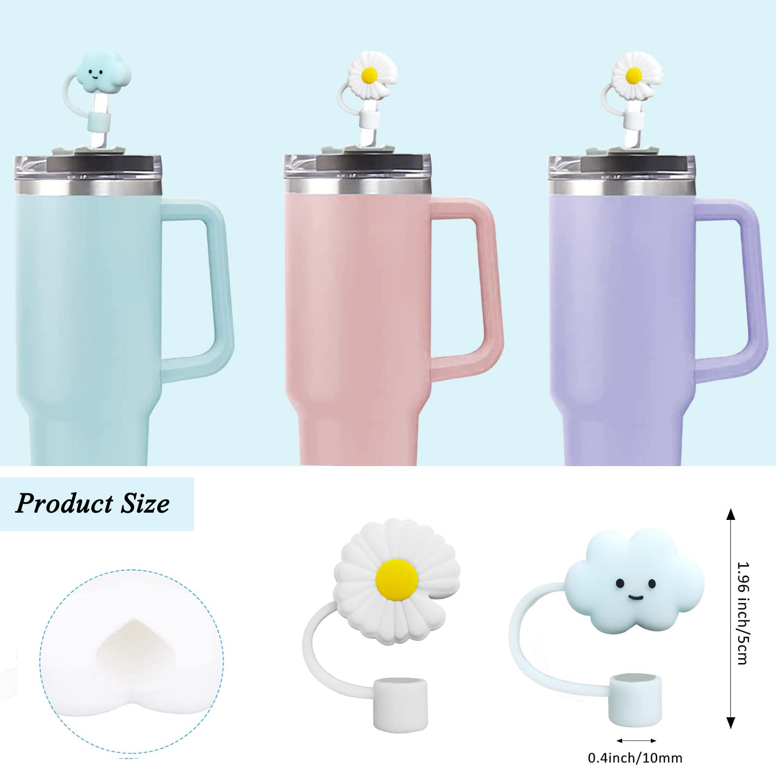 4Pcs Straw Cover Cap for Stanley Cup,Silicone Straw Topper Compatible with 30&40 Oz Tumbler with Handle,Straw Tip Covers 10mm for Stanley Cups Accessories (4PCS)