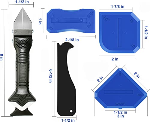 6 in 1 Silicone Caulking Tools 14Pcs Caulk Nozzle Applicator Finisher Kit Sealant Finishing Tool Grout Scraper Reusable Caulking Tool for Kitchen Bathroom Window